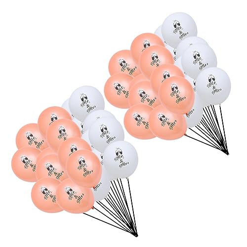 Abaodam 40 pcs Kit for Decor White Rose Ballons & Garland Decoration Latex Engagement Mrs To Mr Printed Gold Letters Day Valentines Letter Decorative Balloons Wedding and Party
