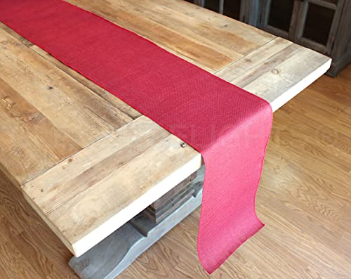 CleverDelights 12" Premium Red Burlap Roll - 50 Yards - No-Fray Finished Edges - Natural Jute Burlap Fabric