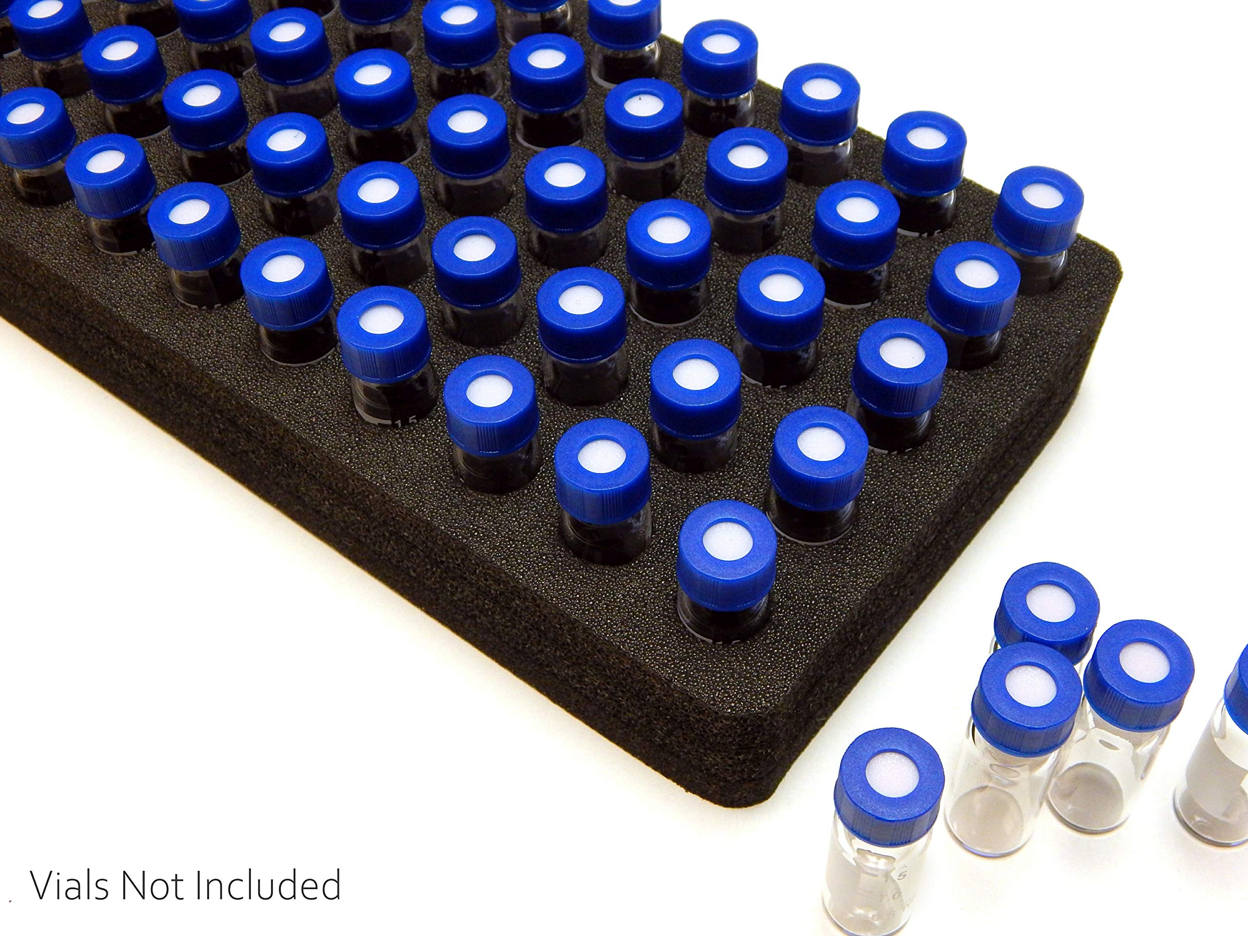 Polar Whale Centrifuge Vial Organizer Black Foam Storage Rack Stand Transport Holds 50 Vials Fits up to 12mm 2ml Diameter Tubes