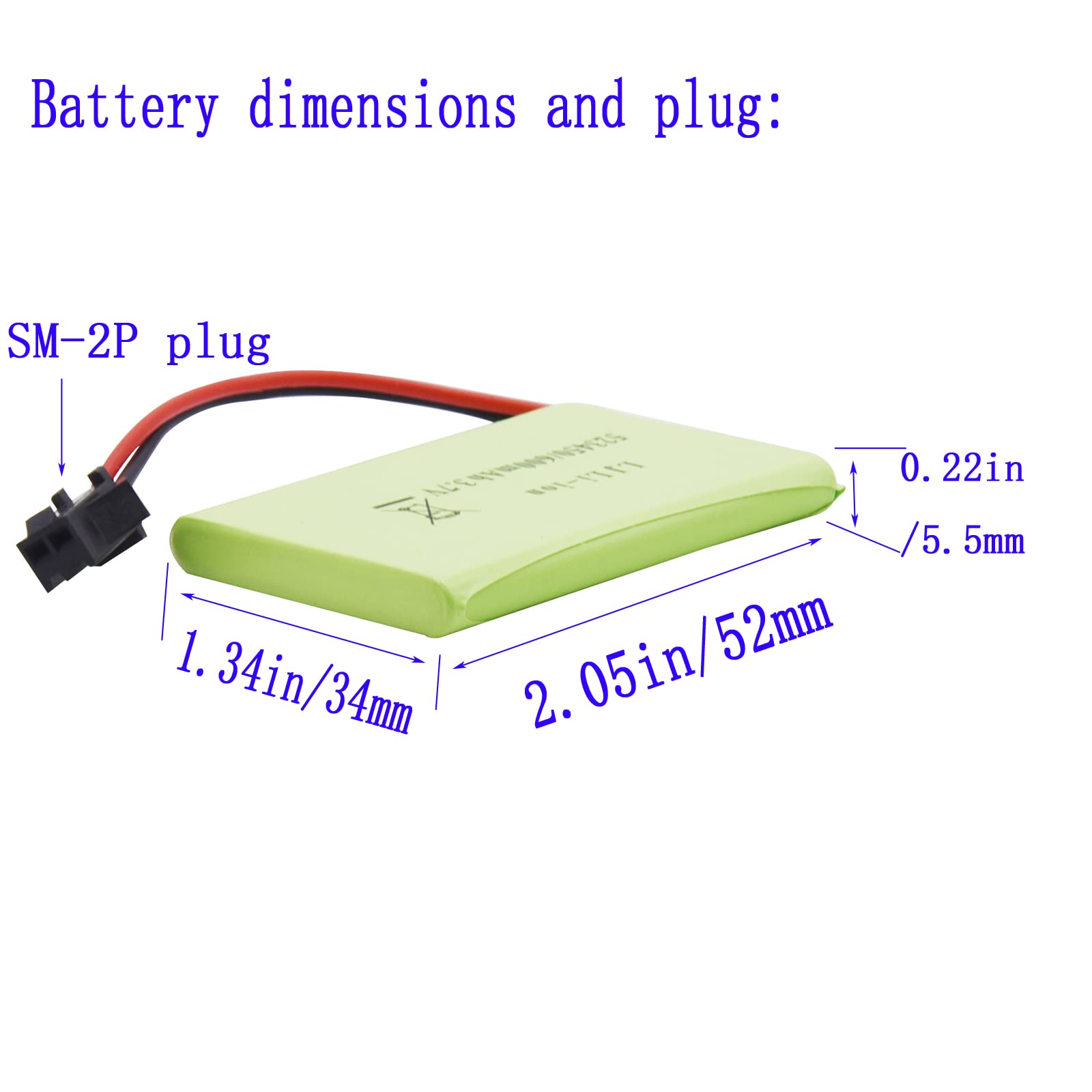Blomiky 2 Pack 3.7V 600mAh Lithium Rechargeable Battery and 2 USB Charger Cable Compatible with Some Remote Control Robot Dog K9 Battery 2