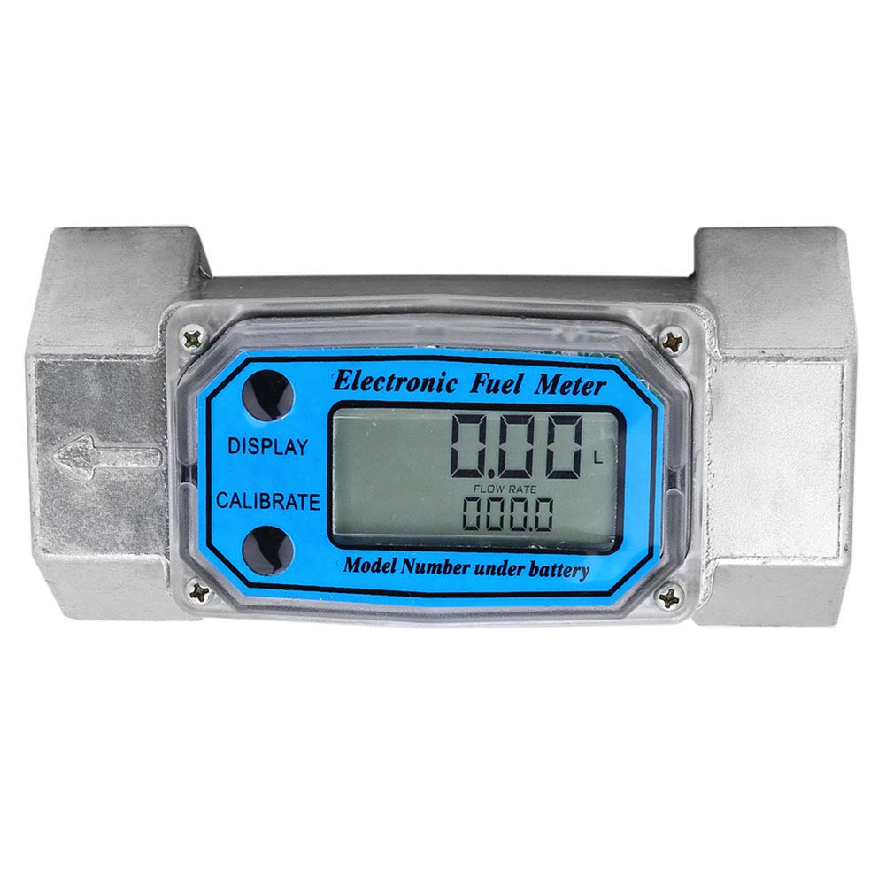 Hilitand Mini Digital Turbine Flowmeter Kerosene Gasoline Fuel Meter 15-120L 1.5inch NPT Blue