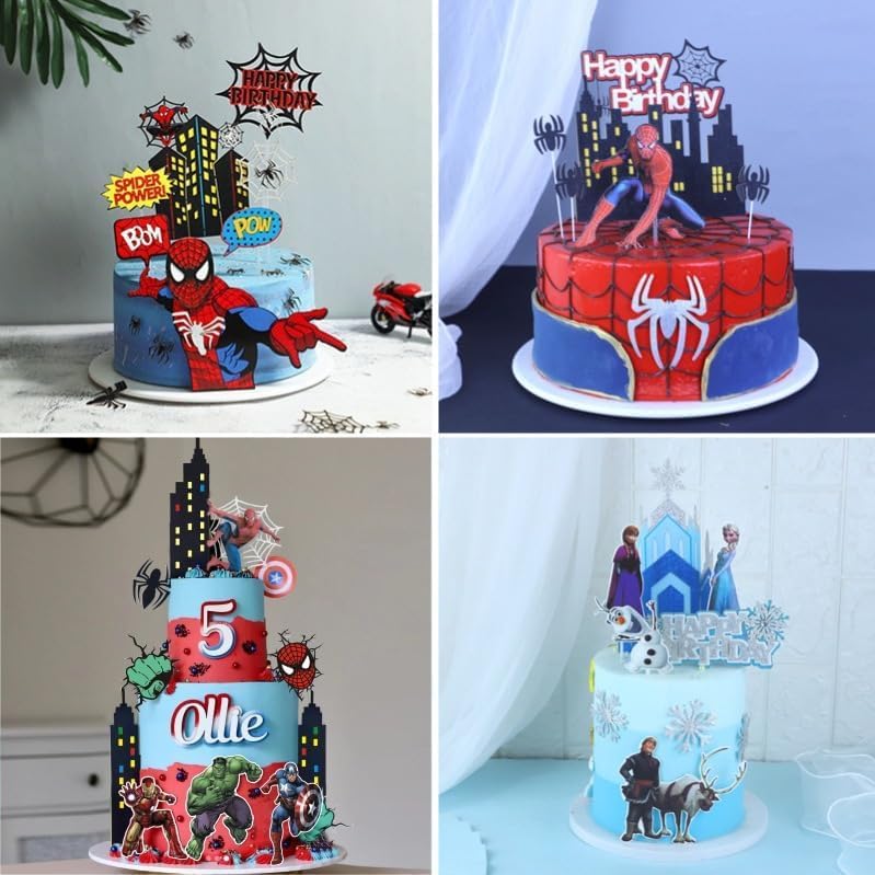 7 Pcs Red Spider Cake Topper Cupcake Toppers Cake Decorations Birthday Party Supplies Toppers for Children