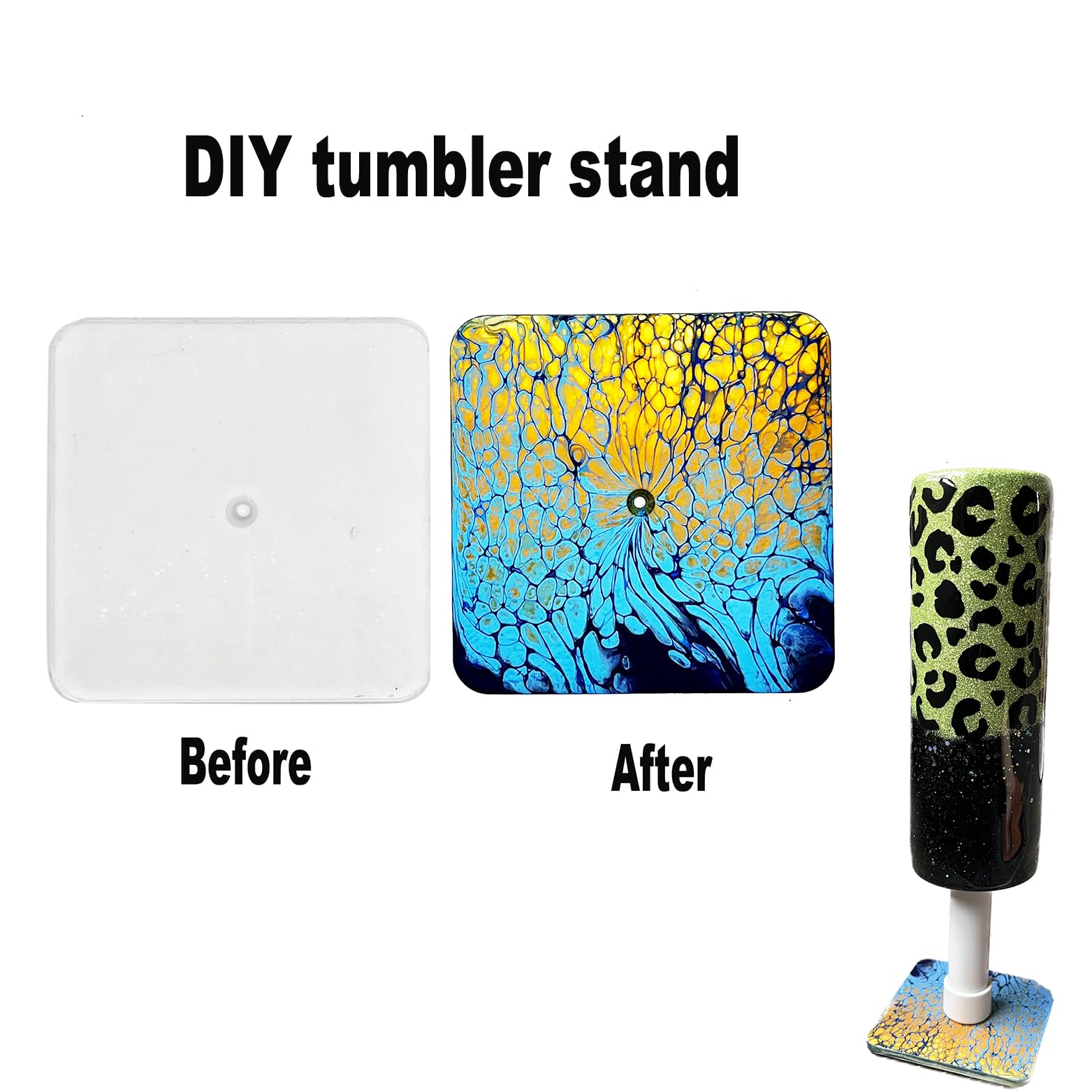 ERZHE Tumbler Drying Stand for Epoxy Tumblers with 4pcs PVC Pipes and 4 Standers
