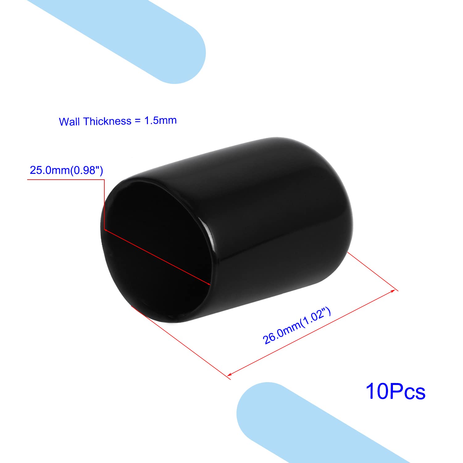 Aopin Screw Thread Protectors Rubber Round End Cap Cover 1 Inch (25mm) PVC Flexible Tubing Pipe Protective Bolt Screw Thread Protector Safety Cover | for Pipe Post Tubing Rod Cover 10 Pcs (Black)