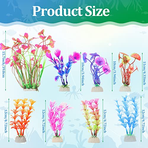 58 Pcs Artificial Aquarium Plant Plastic Fish Tank Decorations Fish Tank Accessories Aquatic Turtle Tank Accessories for Household and Office Aquarium Simulation, Small to Large