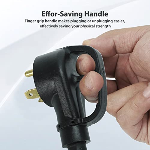 30 Amp RV Generator Transfer Switch Adapter Cord with Grip Handle, NEMA TT-30P to L14-30R Adapter Cord, 125/250V 3 Prong to 4 Prong Generator Plug Adapter, Generator to House Inlet Box, STW 10 AWG
