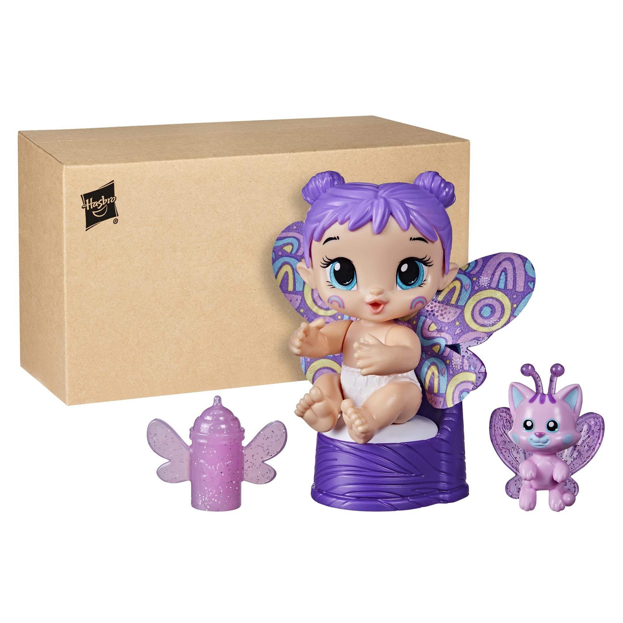 Baby Alive Glo Pixies Minis Doll, Plum Rainbow, Glow-in-The-Dark Doll for Kids Ages 3 and Up, 3.75-Inch Pixie Toy with Surprise Friend