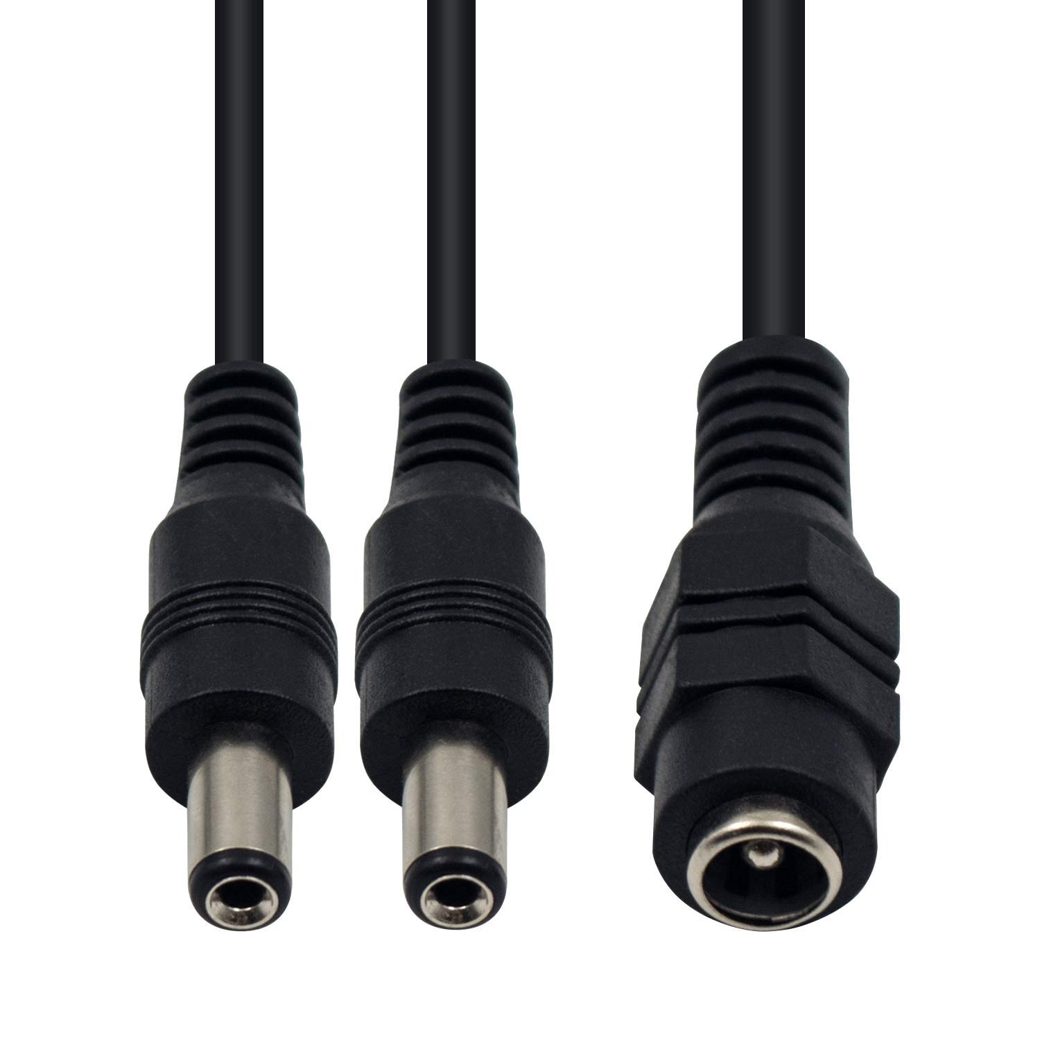Duttek CCTV Power Splitter Cable, DC 5.5x2.1mm 1 Female to 2 Male Splitter Cable 2 Way DC Power Cable Y Splitter for CCTV Security Camera/IP Camera/DVR Standalone/LED Strip (40CM/15.74Inch)