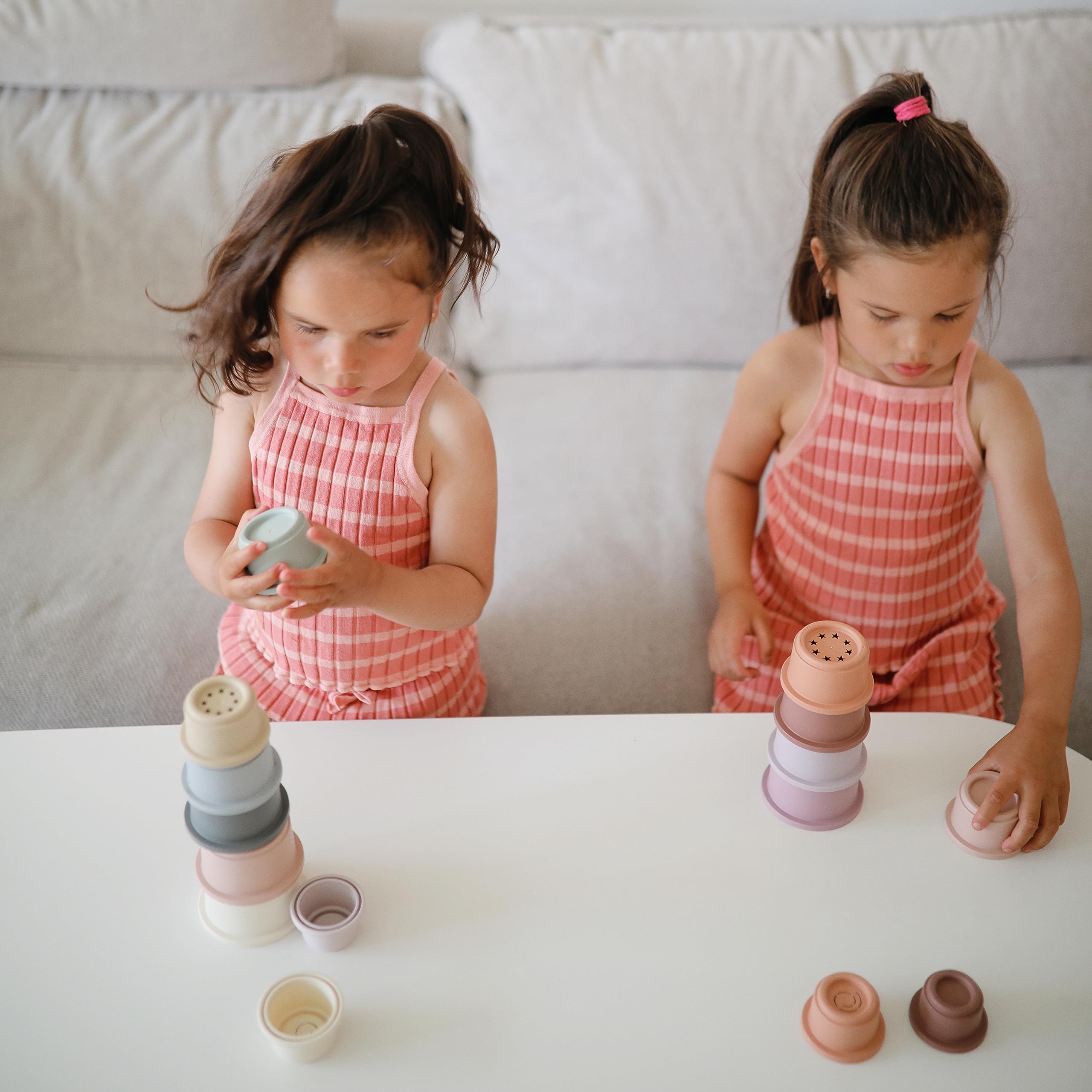 mushie Stacking Cups Toy 8pcs | Made in Denmark (Petal)
