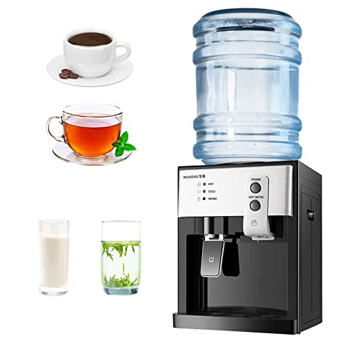 5Gal Water Dispenser,countertop dispensador de agua Drinking Machine Hot/Ice/Cold Top Loading Countertop Water Cooler Dispenser can Put 3.5L, 5L, 10L and 18.9l Bottled Water (Black+White)