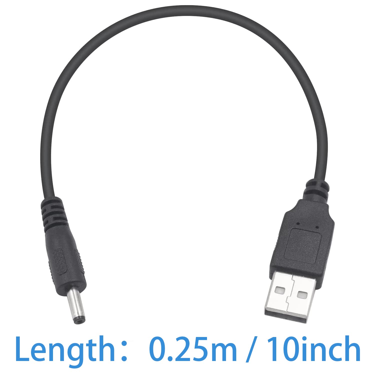 Duttek USB to DC Cable, 3.5x1.35 mm 5V DC Power Charging Cord, Electronics Barrel Jack Plugs USB 2.0 A Male to DC 3.5mm x 1.35mm Male Adapter Converter Cable(10 inch / 25cm)