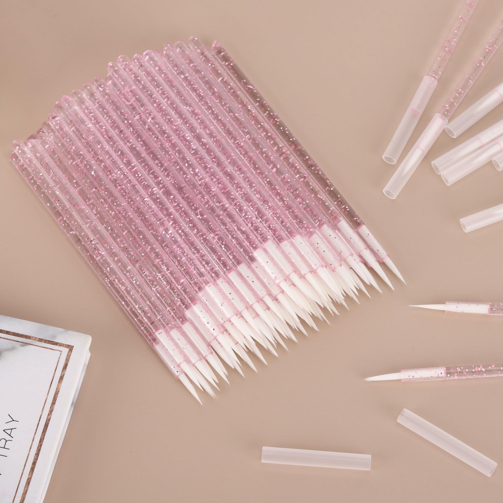 400PCS Disposable Mascara Wands Eyelash Brush and Micro Applicator Brush, Makeup Applicators Brushes Tools Kit for Eyelash Extension Pink