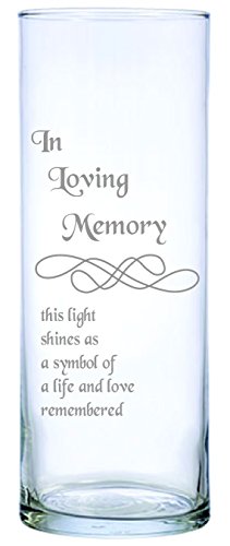 IE Laserware Beautifully Laser Etched Memorial Candle Comes Complete with 3" Floating Candle. Just Add Water and Light The Wick