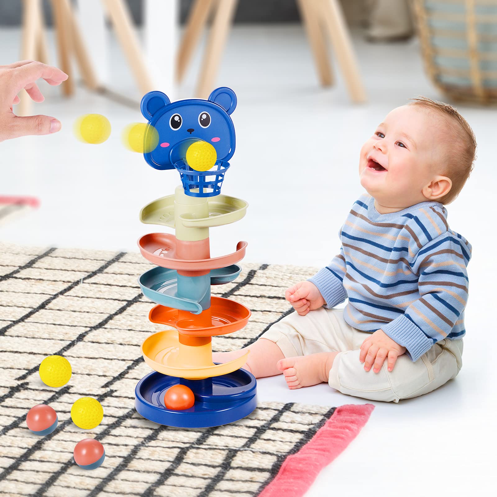 Beestech Ball Tower for Toddlers, Ball Drop and Roll Tower, Educational Development Toys for 2, 3, 4 Years Old Boys, Girls, Toddler Activities with 6 Balls