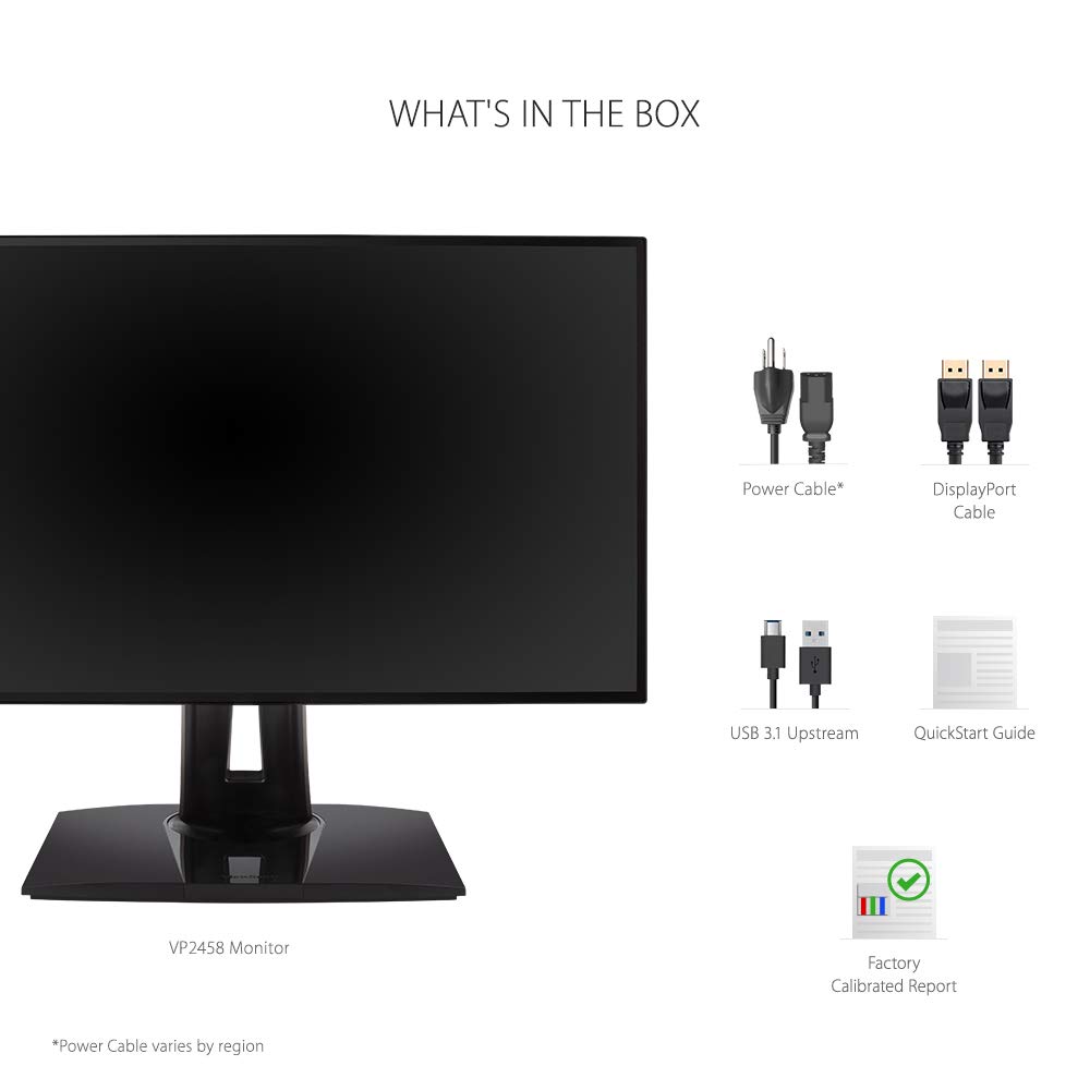 ViewSonic VP2458 Professional 24 inch 1080p Monitor with 100% sRGB Delta E<2 Color Accuracy for Home and Office (Renewed)