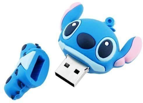 Novelty Stitch Blue Shape Design 64GB USB 2.0 Flash Drive Cute Memory Stick Stitch Keychains Thumb Drive Data Storage Pendrive Cartoon Jump Drive Gift…
