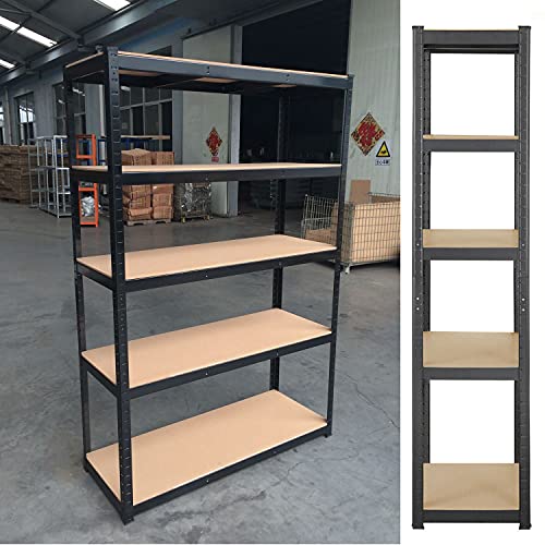 Autofather Metal Storage Shelves, Heavy Duty Steel 5 Tier Utility Shelves with Adjustable Shelves, Bolt-Free Assembly, High Weight Capacity, Garage Organization Storage Rack, 39" L x 20''W x 77" H