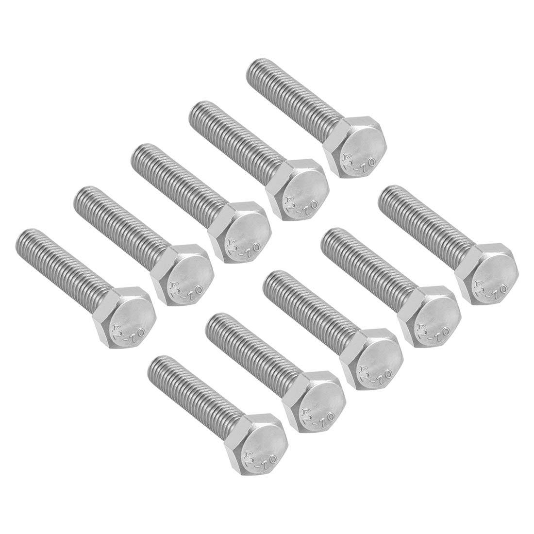 uxcell M8 Thread 40mm Length Hex Bolts 304 Stainless Steel Hexagon Screw Bolt 10pcs