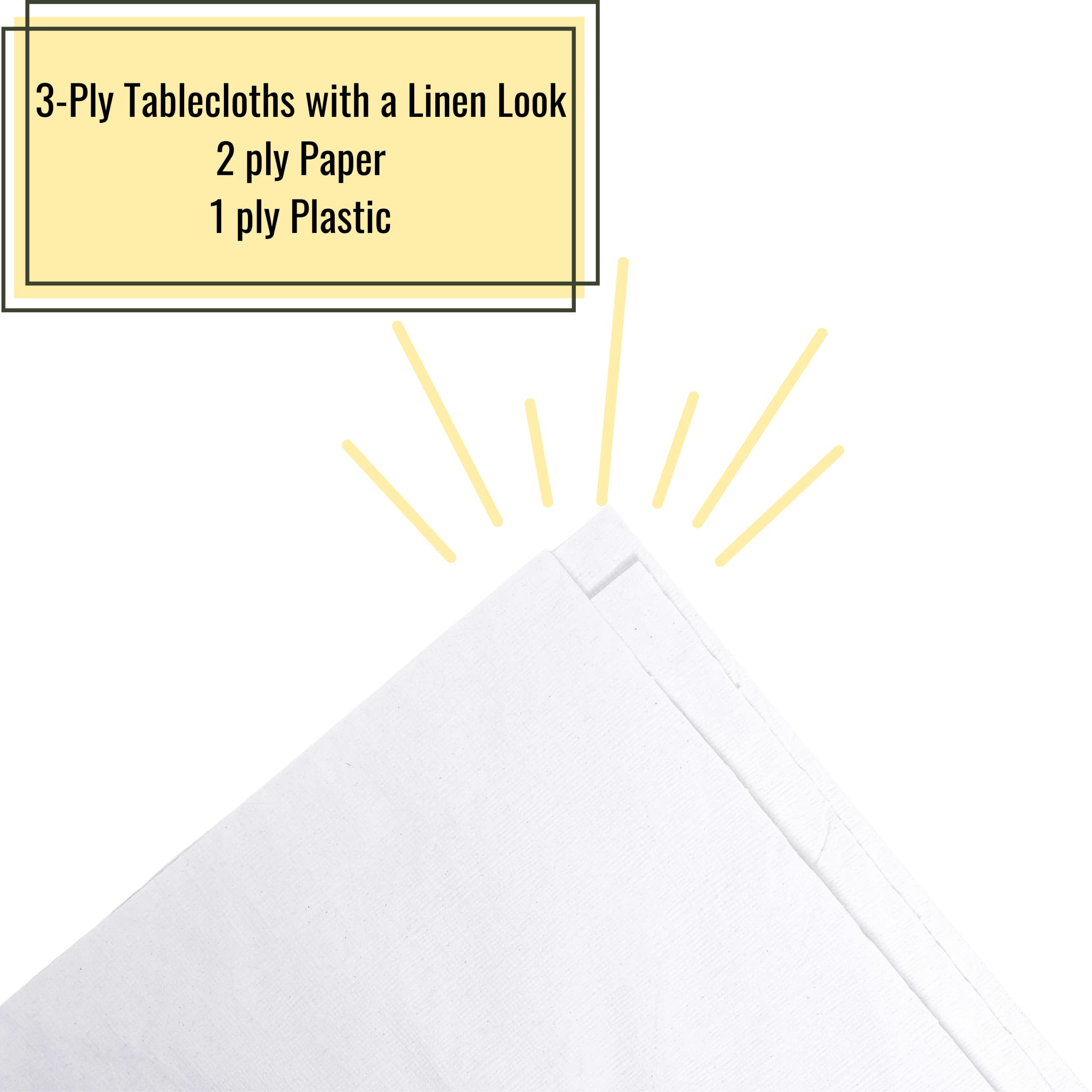 6-Pack White Round Paper Tablecloths β 82in Paper Table Cloths for Parties Disposable β Linen Like Disposable White Tablecloth Round Cover with Plastic Backing