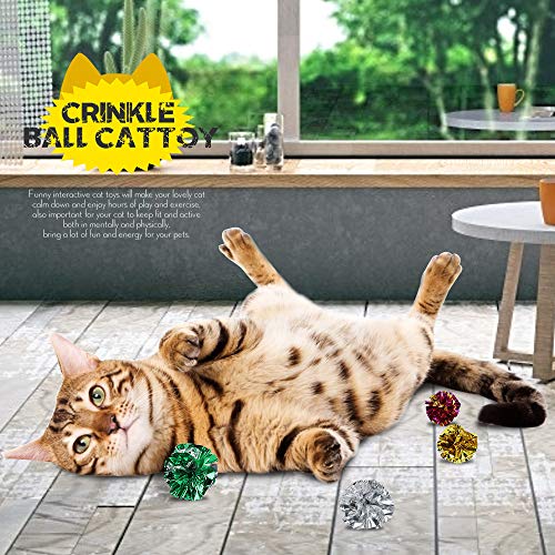 Bestsupplier 25 Pack Crinkle Balls Cat Toys - Original Mylar Crinkle Balls Cat Toys(Random Color)