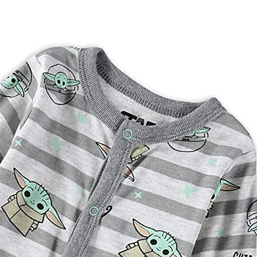 Happy Threads Star Wars Baby Boys One Piece Sleeper - Footed Baby Pajamas - Baby Boy Clothes - Footie Pajamas (Grey/Green/Brown, 6-9 Months)