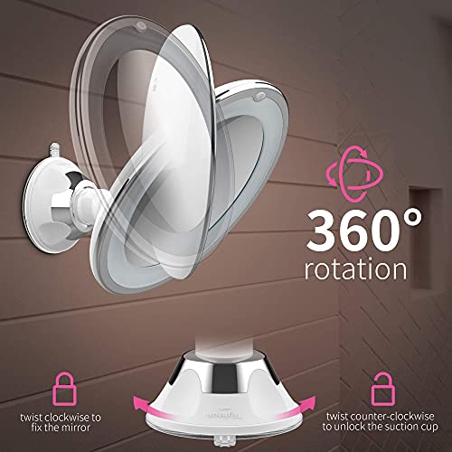 Vimdiff 10X Magnifying Makeup Mirror with Lights, Portable Hand Cosmetic Magnification Lighted Makeup Mirror for Home Tabletop Bathroom Shower and Travel