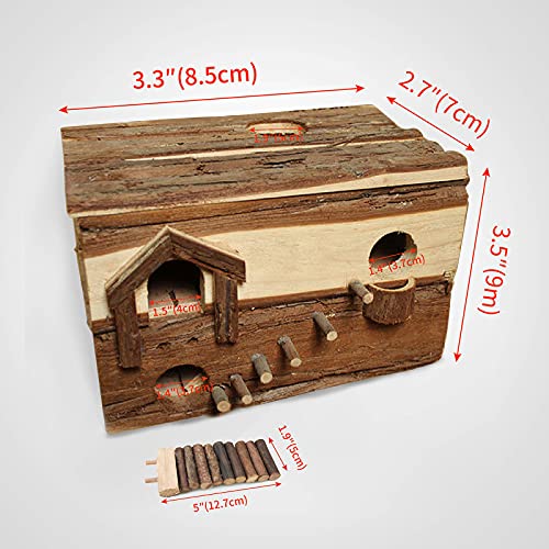 Beaks And Paws B&P Wooden Hamster House Hideout, Hamster Toys for Gerbils, Guinea Pigs, Dwarf Hamster, Small Animal,with Ladders Bridge