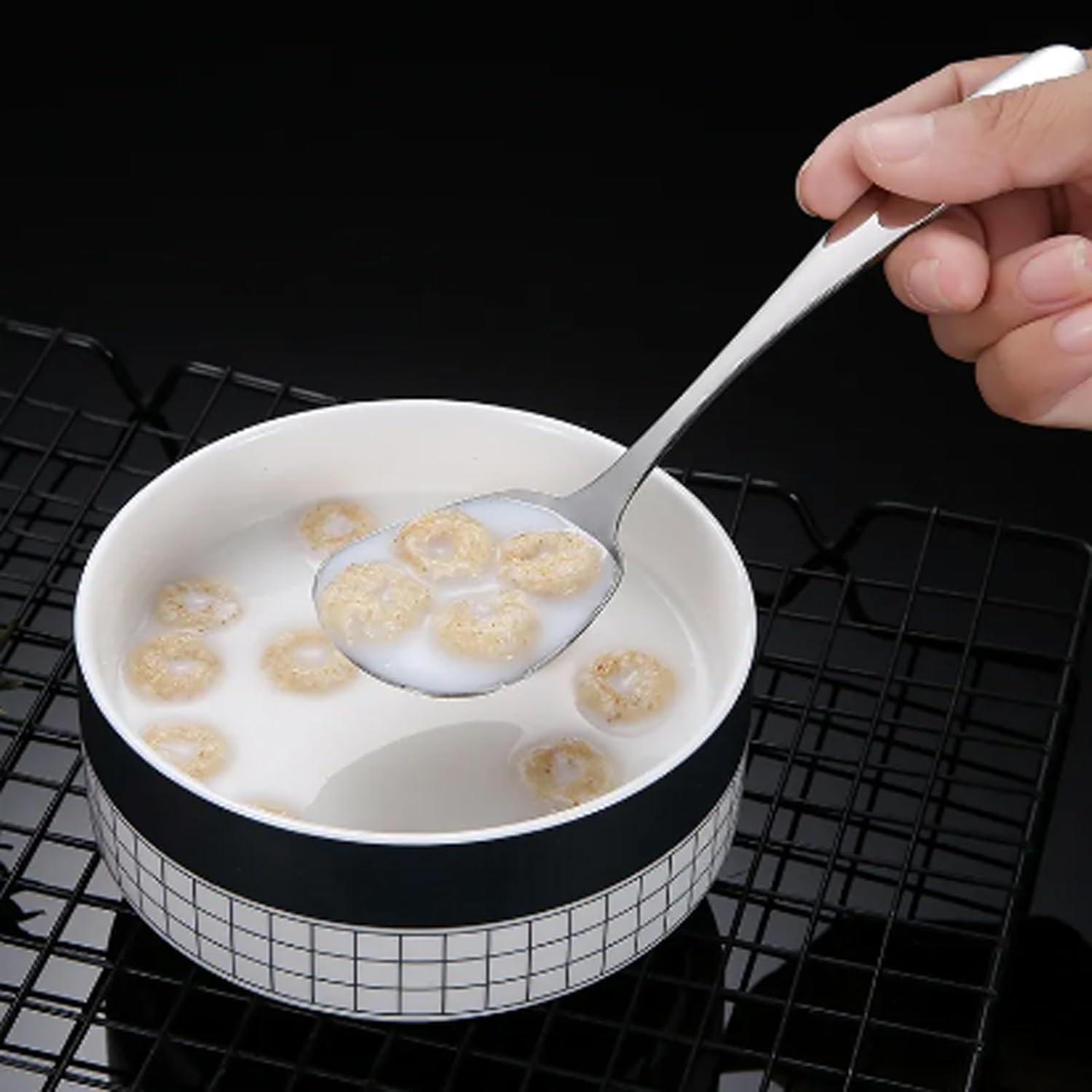 5pcs square head stainless steel spoon, stainless steel measuring spoon, dessert spoon, square head spoon, square sugar spoon