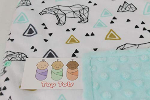 Top Tots Deluxe Baby Car Seat Canopy Cover, Kaleidoscope Bear, Minky Dot, White