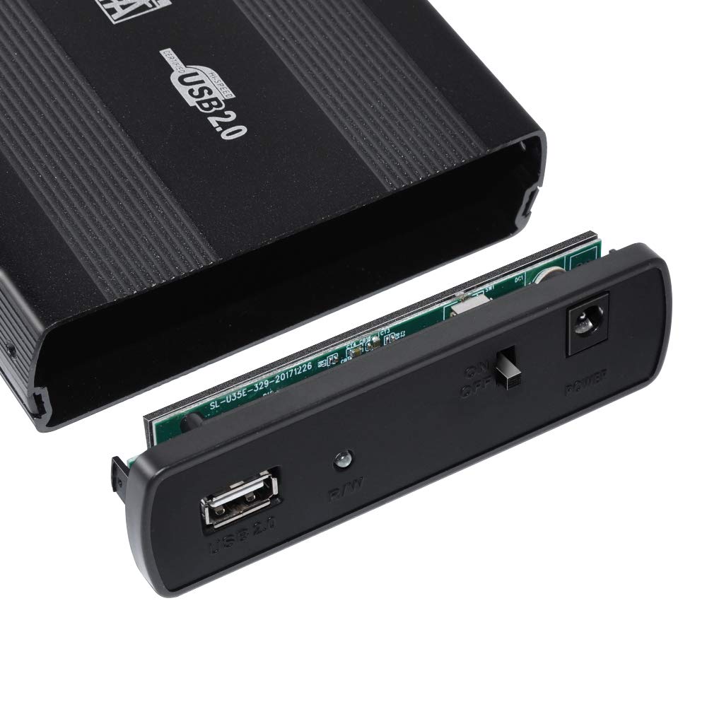 3.5 inch HDD External Case USB 2.0 to SATA External 3.5 Hard Drive Enclosure Disk for 3.5 SATA HDD External Storage Box with Aluminum Case (USB2.0-Black)