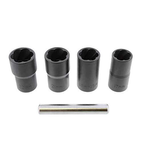 ABN Twist Socket Set Lug Nut Remover Extractor Tool - 5 Piece Metric Bolt and Lug Nut Extractor Socket Tools