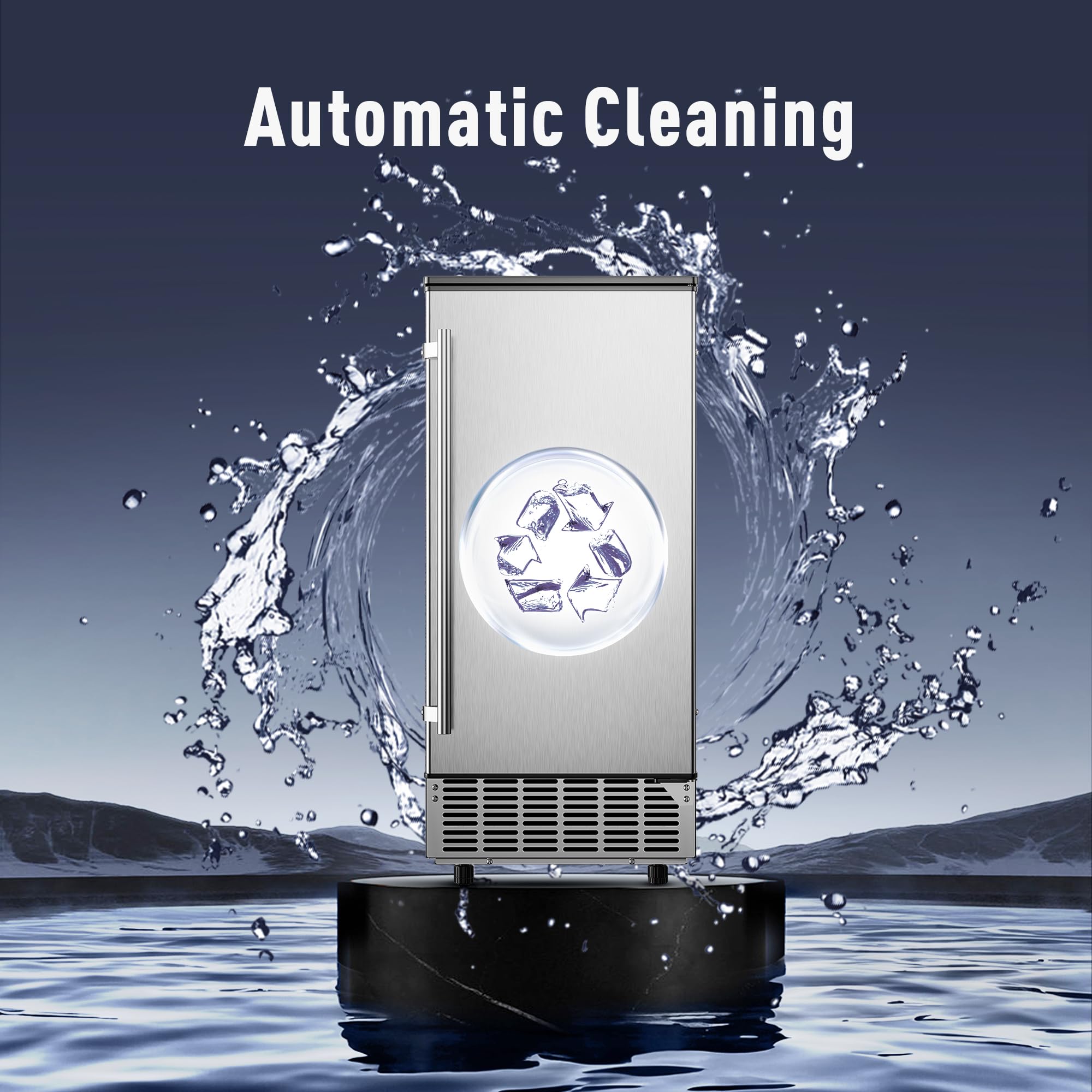 ICEVIVAL Commercial Under Counter Ice Maker Machine, 80Lbs/Day with 24lbs Ice Storage, Built-in Drain Pump/Automatic Cleaning/Timing Setting/Smart LCD Panel, Ideal for Both Home and Commercial Use