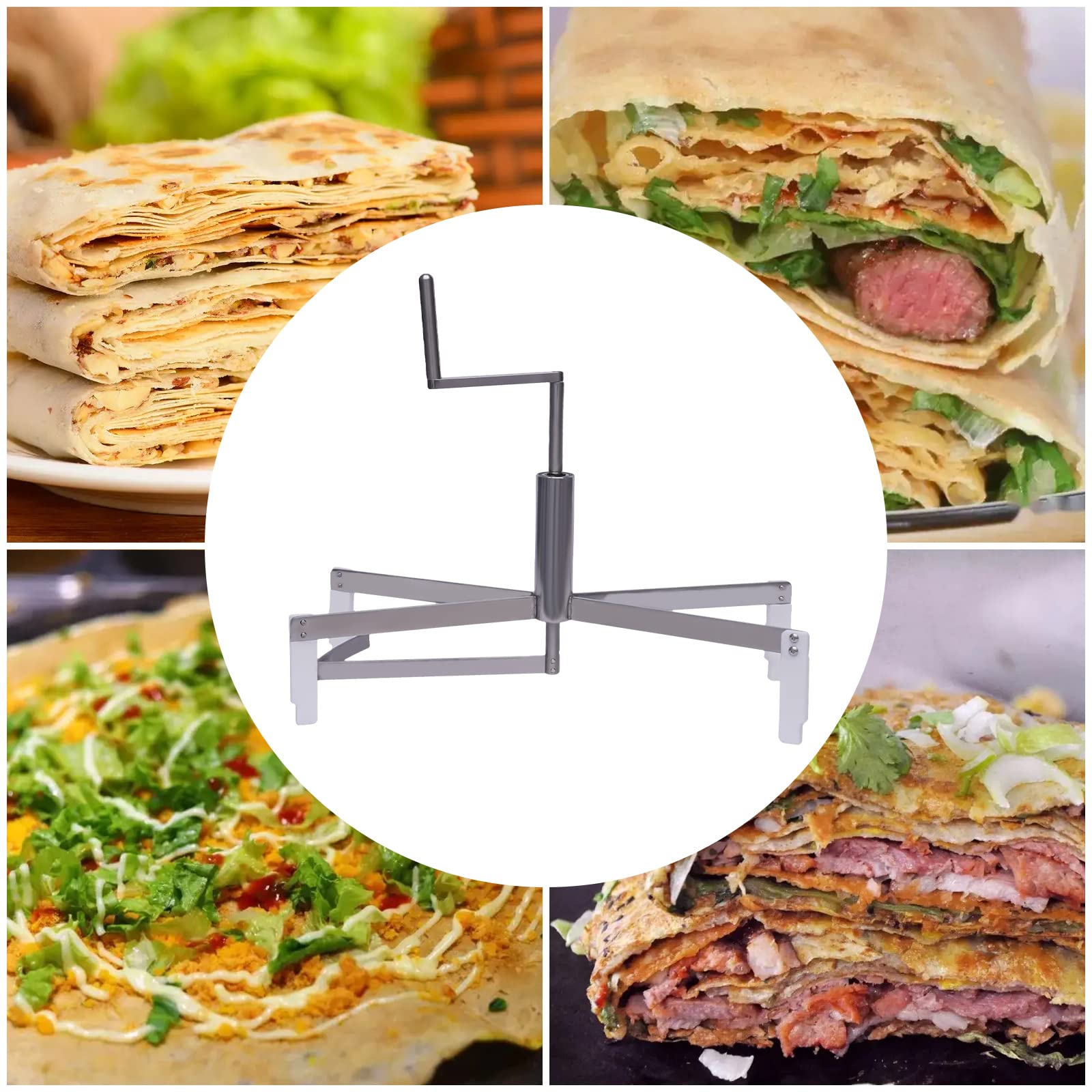 40cm Crepe Spreader Round Stainless Steel Crepe Batter Spreader Manual Non-Stick Pancake Pizza Batter Spreader Tool Crepe Maker Machine (Silver)