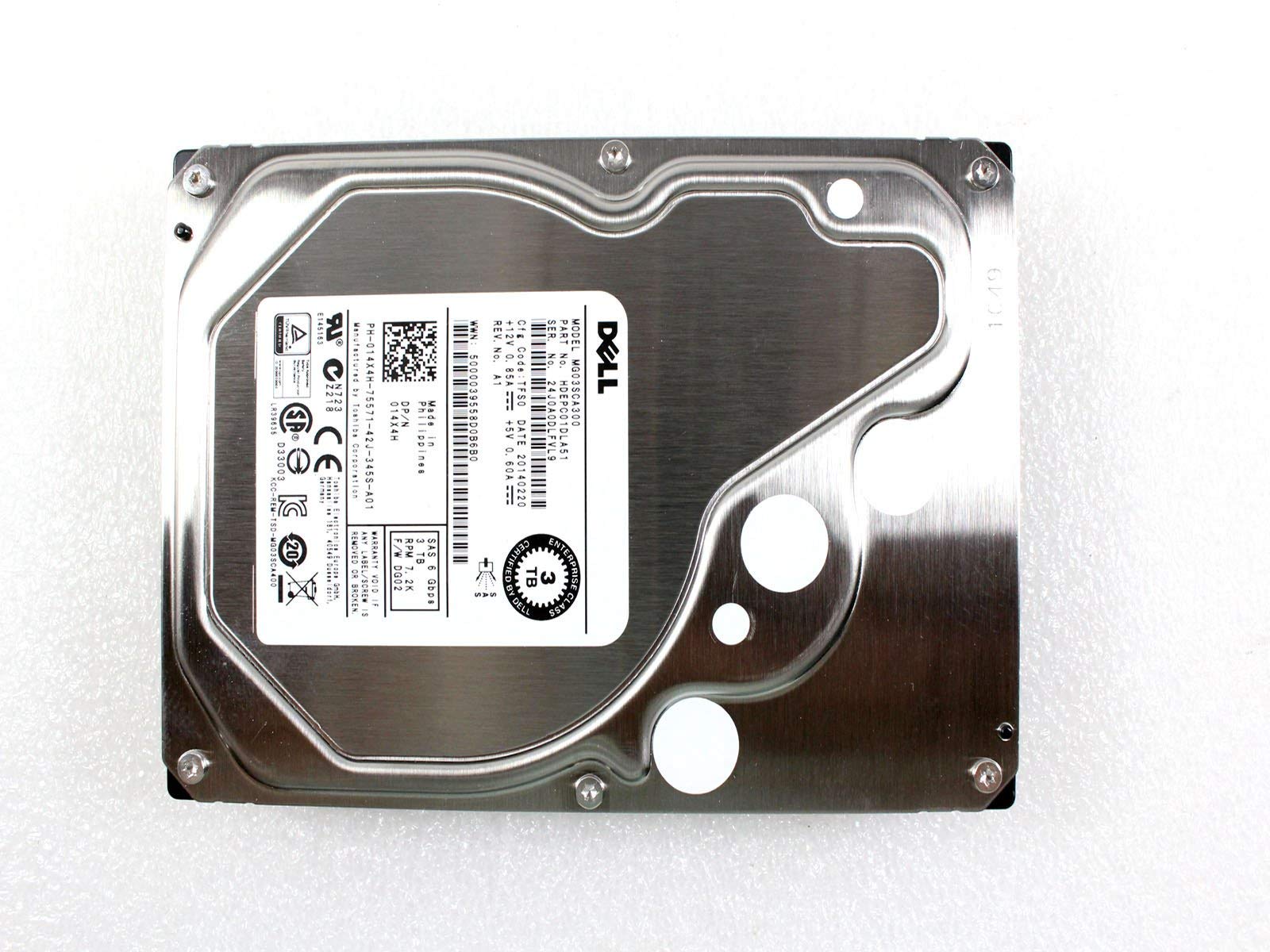 New OEM Toshiba MG03SCA300 3TB SAS2 6Gb/s 7200rpm 64MB 3.5" Hard Drive 14X4H (Renewed)
