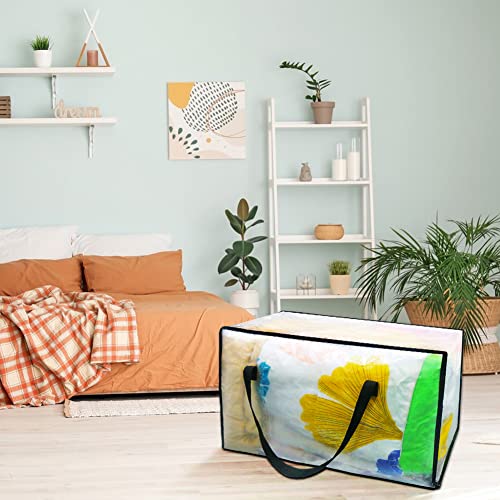 AMJ 3-Pack Clear Clothes Storage Bag with Reinforced Handle, Foldable Heavy-Duty Tote for Space Saving, Vinyl Storage Bag for Comforter, Blanket, Bedding, Duvet, Moving Totes (Clear)