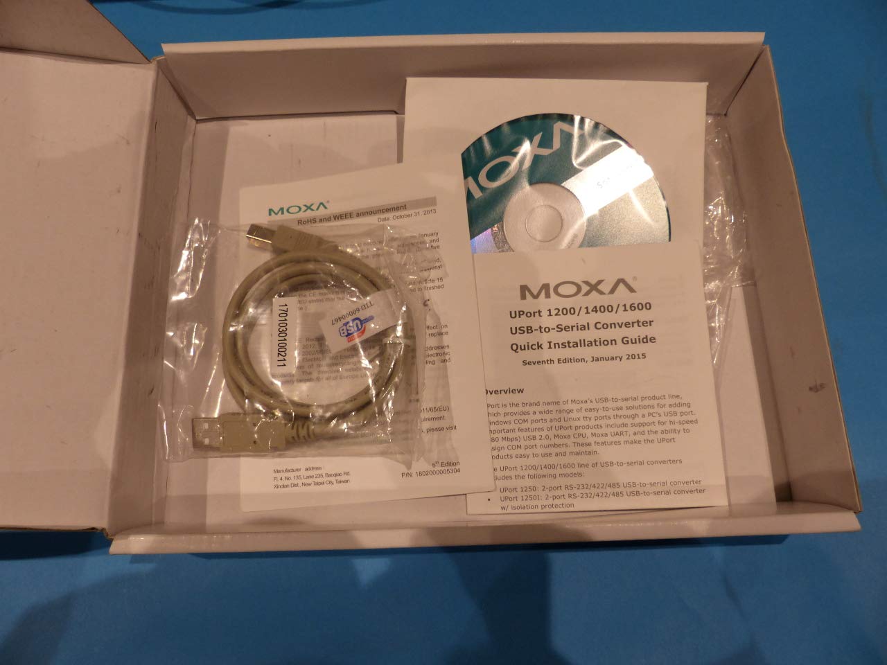 MOXA UPort 1610-16 USB to 16-Port RS-232 Serial Hub, USB 2.0 hi-Speed, 921.6Kbps, 15KV ESD Protection