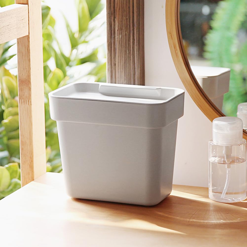 kaileyouxiangongsi 0.8 Gallon Hanging Small Trash Can with Lid for Cupboard/Bathroom/Bedroom/Office/Camping,Grey