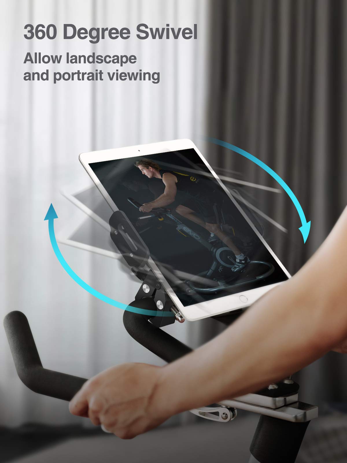 elitehood iPad Holder for Treadmill, Heavy Duty Tablet Holder for Stroller, iPad Bike Mount Compatible with 4.7-12 inches iPad, iPhone, Tablets and Cell Phones