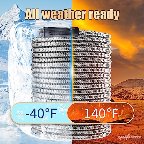 Gotron 3FT Short Lead in Garden Hose – Stainless Steel Leader Water Hose with Swivel Handle for Outdoor – Flexible, Lightweight and No Kink
