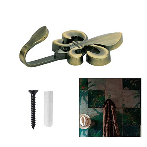 GoYonder Decorative Wall Hanging Coat Hooks Zinc Alloy Curtain Tieback Holders Screws Set of 4 Flower Shape (Bronze)
