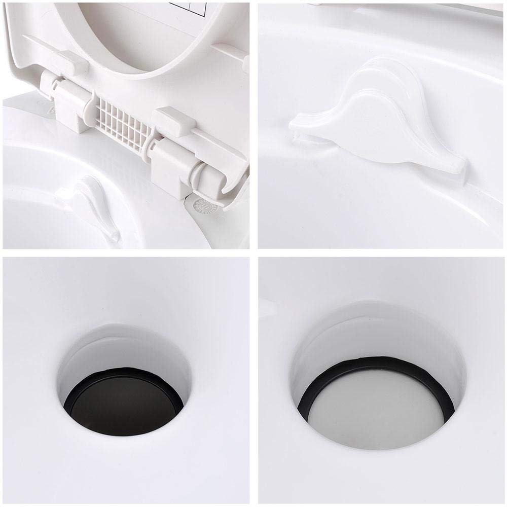 20" RV Camper Toilet Gravity Flush Toilet Foot Pedal White HDPE for Home Caravan Travel Camping