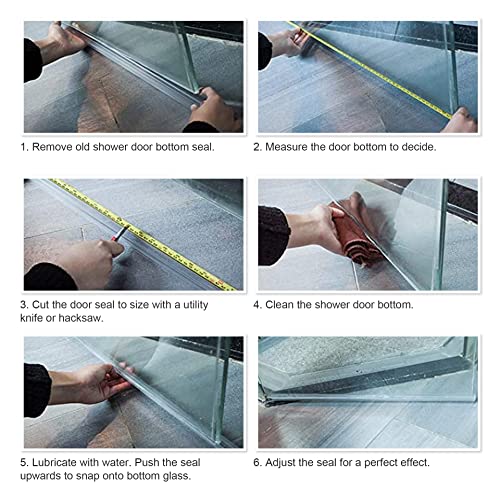 4 Pack Frameless Shower Door Bottom Seal, 3/8 x 39 Clear PVC Shower Seal Strip for 3/8 Inch Glass Shower Door Stop Shower Leaks