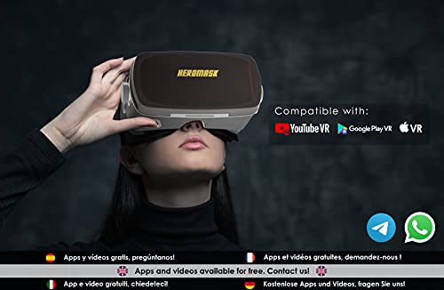 VR Headset with Controller - Virtual Reality Gaming - 3D Glasses Compatible with iPhone 11 XR Samsung Galaxy s10 Xiaomi mi 9. Apple & Android Phone- Professional VR Goggles with Button- Heromask PRO