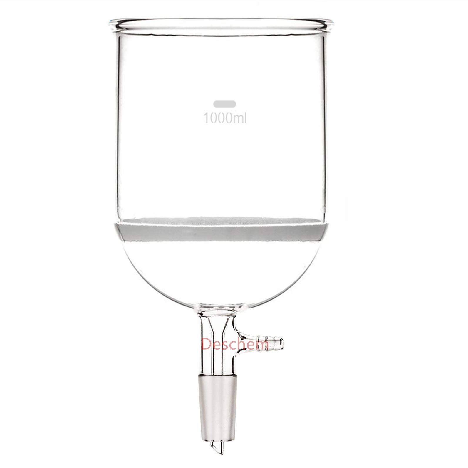 Deschem 24/40 Glass Buchner Filtering Funnel with Fine Frit Vacuum Serrated Tubulation Lab Borosilicate Glassware (1000ml, 1# Coarse)