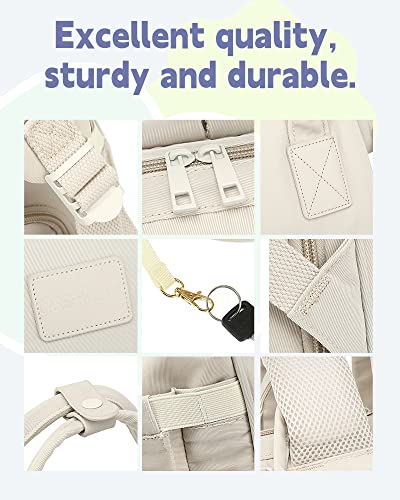 AUYRE Diaper Bag Backpack Nappy Changing Bags Waterproof Travel Backpack with USB Charging Port & Stroller Straps Baby Shower Gifts (Beige)