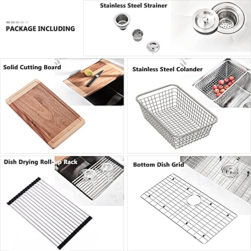32 Undermount Kitchen Sink Stainless Steel- VASOYO 32x19 Inch Undermount Workstation Kitchen Sink 16 Gauge 10 Inch Deep Stainless Steel Single Bowl Kitchen Sink with Cutting Board