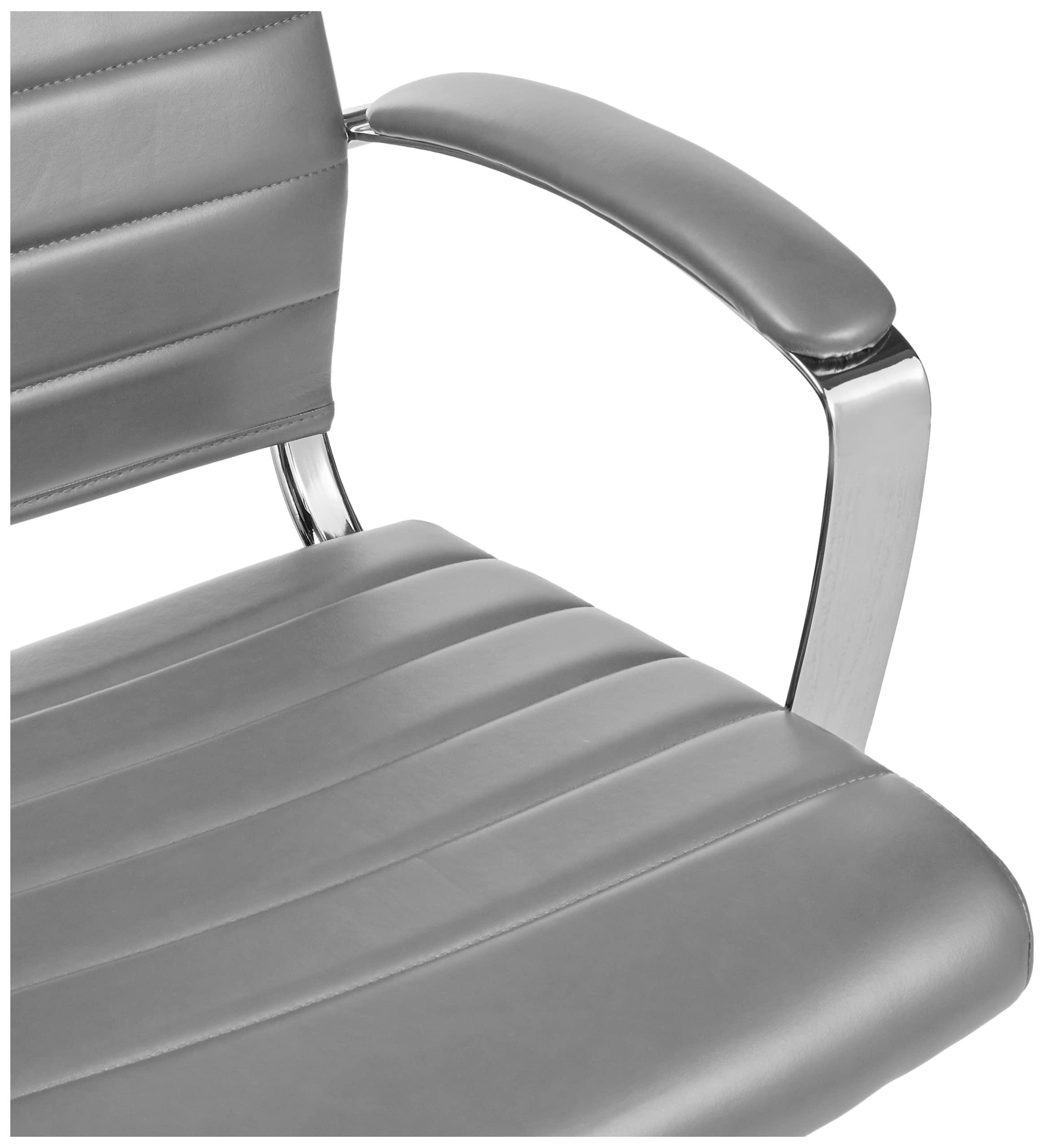 Amazon Basics High-Back Executive Swivel Office Desk Chair with Ribbed Puresoft Upholstery, Lumbar Support, Modern Style, 23.9"D x 24.69"W x 41.5"H, Generous Grey