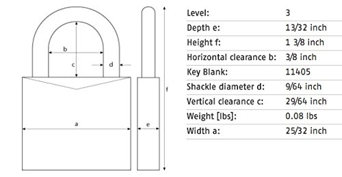 ABUS 65/20 Solid Brass Padlock Keyed Different - Hardened Steel Shackle