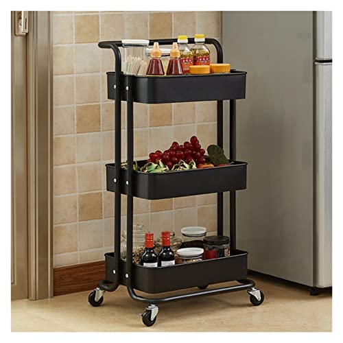 BHVXW Kitchen Storage Rack Living Room Bathroom Office Rack Trolley Food Clothes Storage Box 3 Tiers (Color : D, Size : 86cm*42cm)