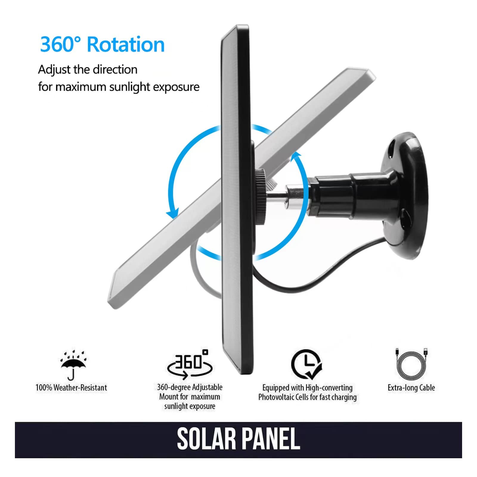 3 Pack Solar Panel Camera Charger Fit for SimpliSafe Outdoor Camera, Arlo GO 1, Arlo Essential Spotlight 2nd gen/Spotlight XL 2nd gen,Arlo pro (not for pro 2) VMC2030 VMA3600 Camera 5V 4W Cable Black